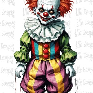 Creepy Male Clown Ragdoll Clipart Set, Instant Download, Transparent ...