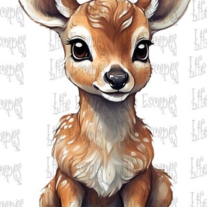 Baby Deer Clipart Set, 8 Cute Fawn Images, Transparent PNG, Commercial ...