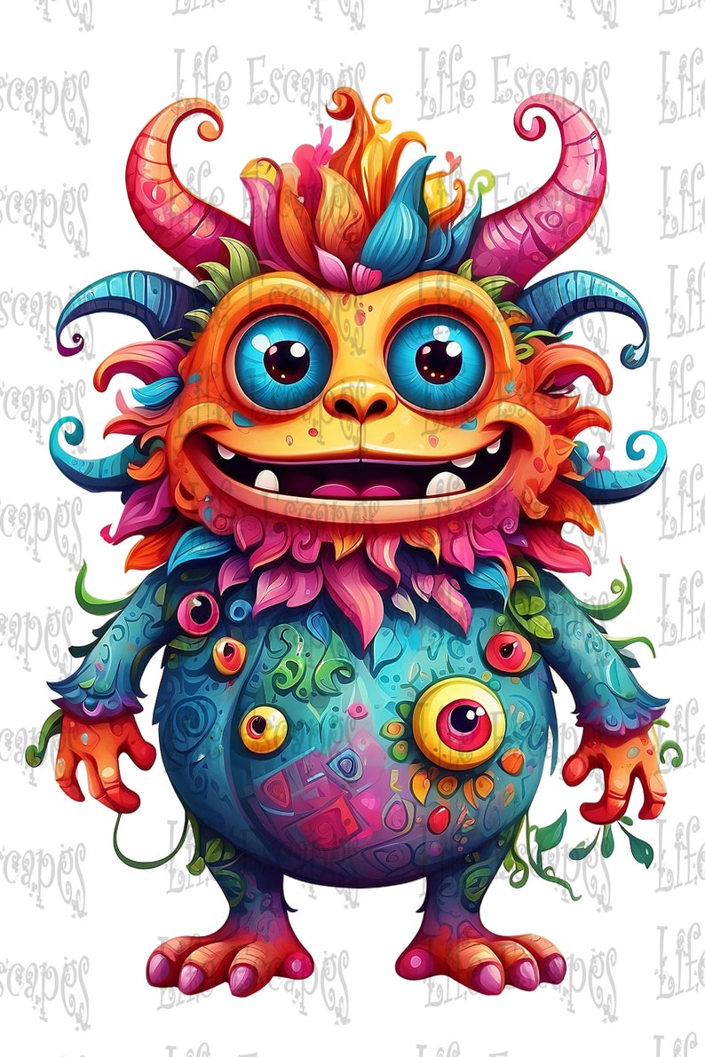 Cute Silly Monster Clipart Set, Colorful Creature Digital PNG, Kids ...