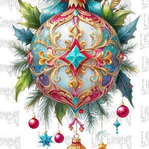 Printable Christmas Ornaments Clipart Set - Set #1, PNG, Commercial Use ...
