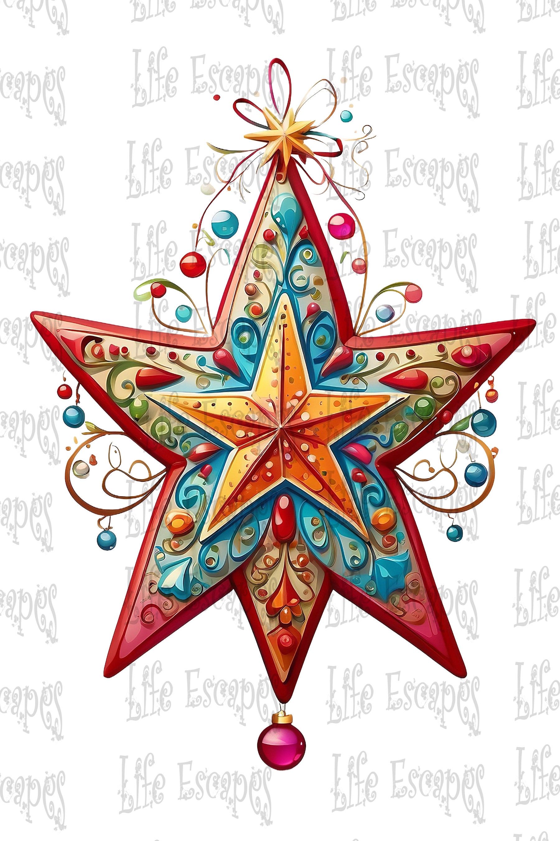 Printable Christmas Star Clipart Set Set 1, PNG, Commercial Use ...