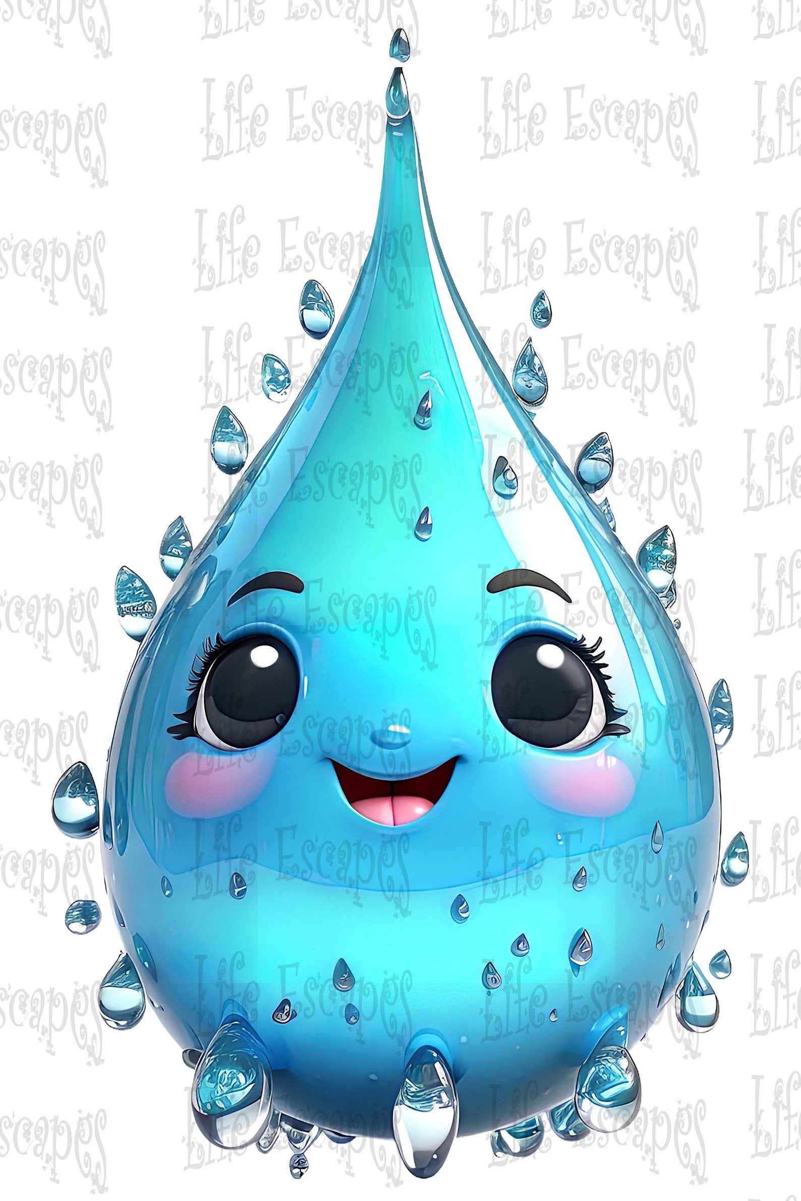 Cute Raindrop Character Clipart Set, Whimsical Water Drops (digital ...