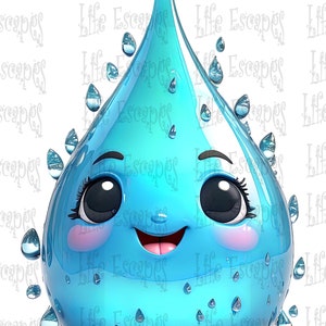 Cute Raindrop Character Clipart Set, Whimsical Water Drops, Digital ...