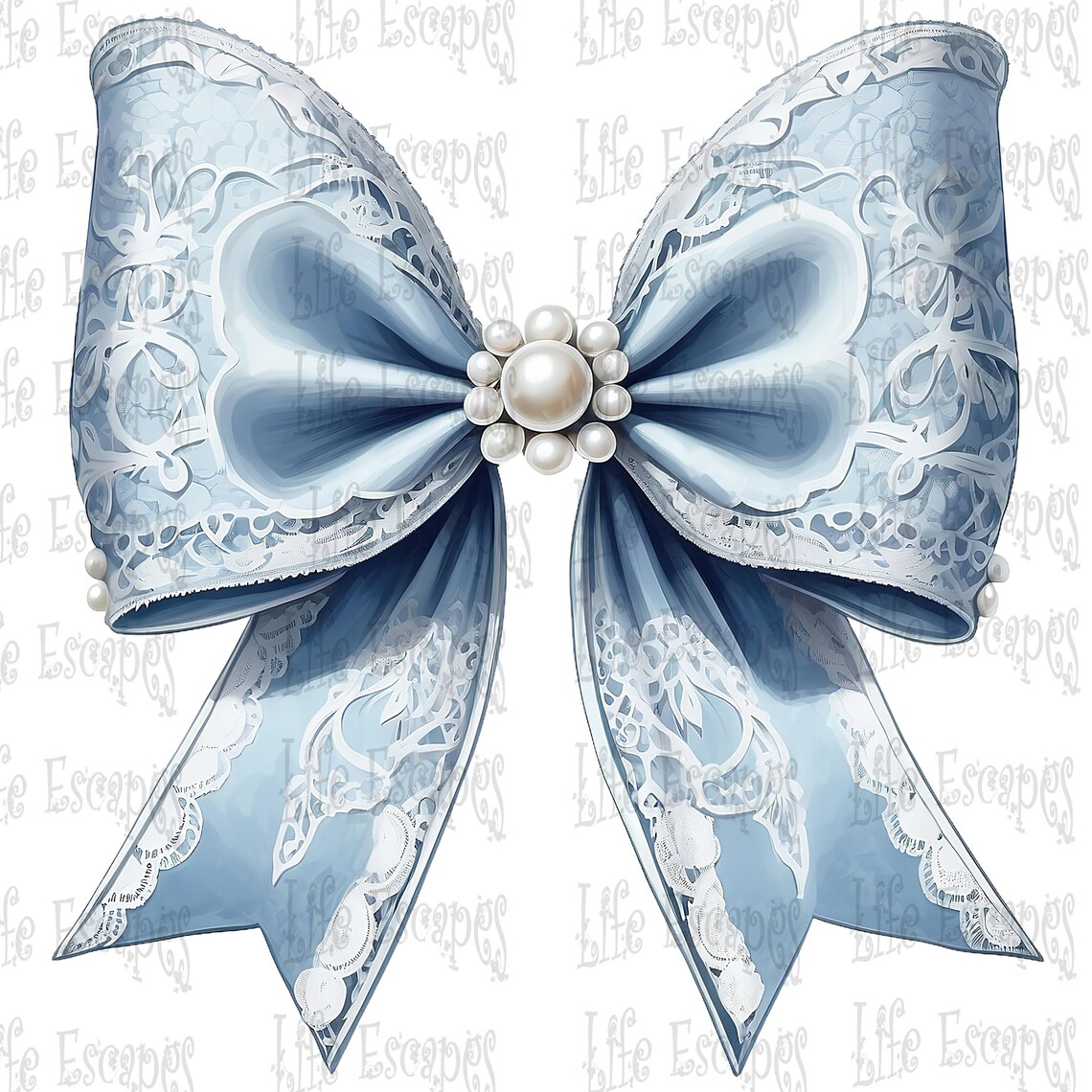 Blue Lace Bow Clipart, Pearls, Coquette Graphics (digital Download) - Etsy