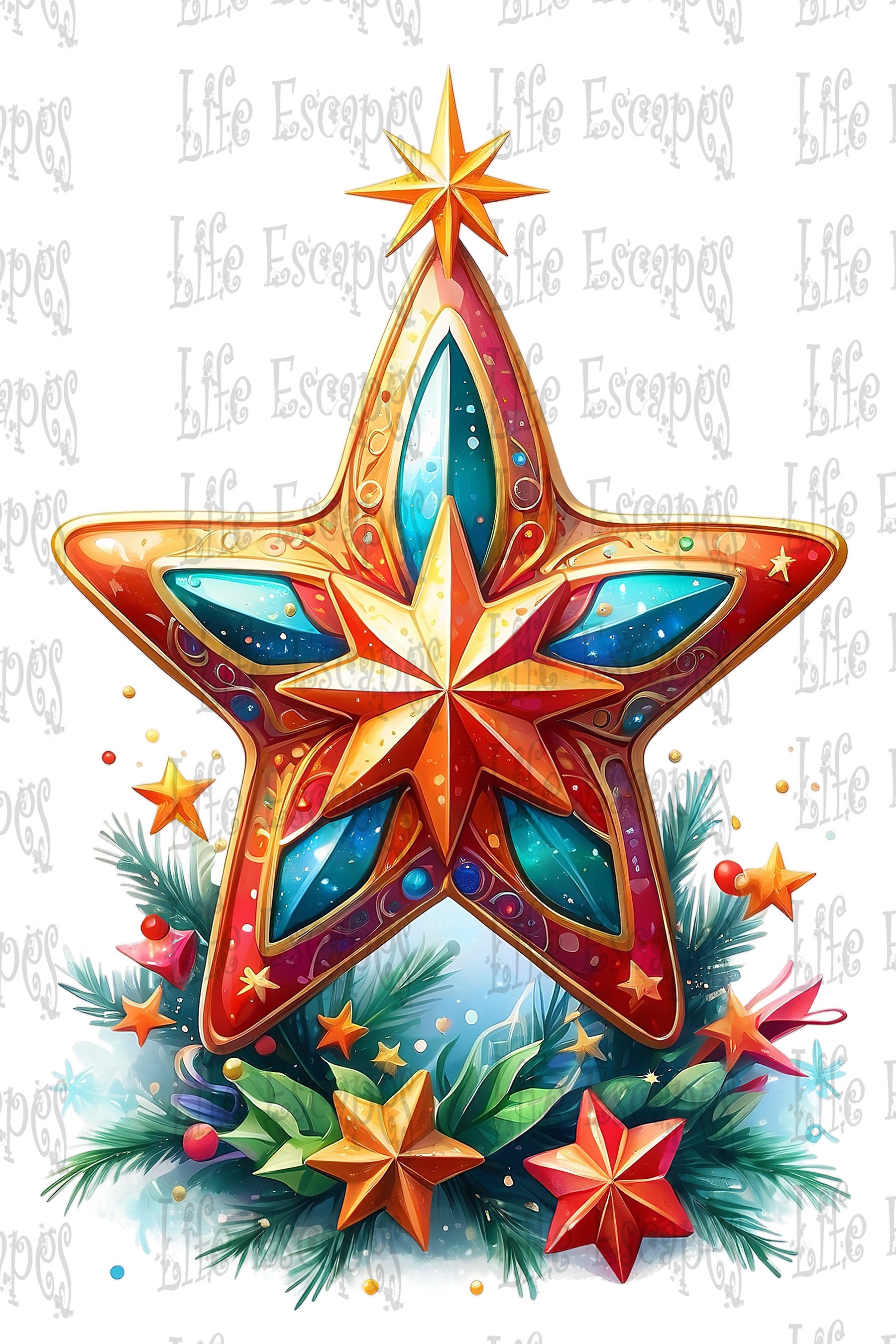 Printable Christmas Star Clipart Set - Set #1, PNG, Commercial Use ...