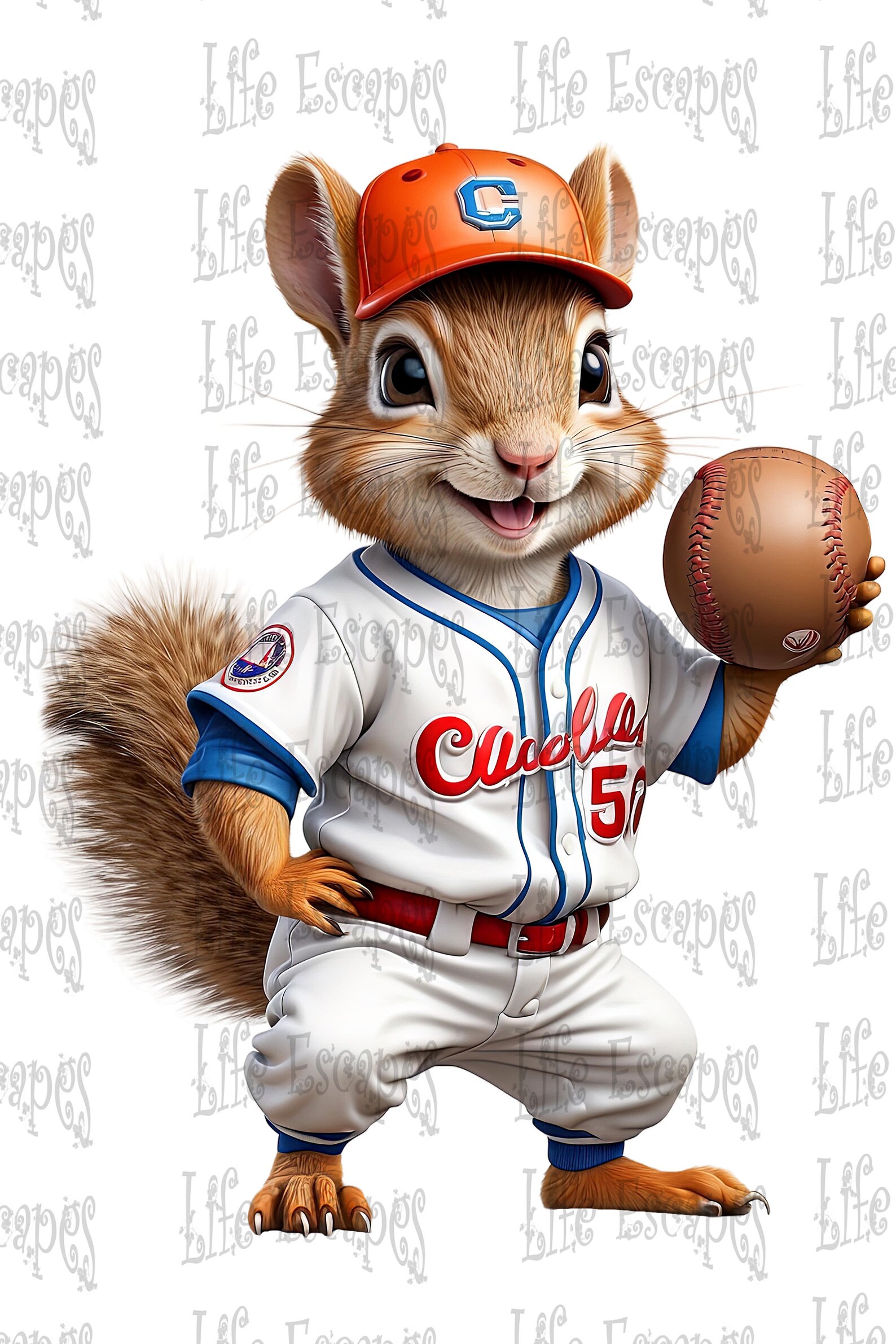 Baby Squirrel Baseball Clipart, Sports Illustrations (digital Download ...