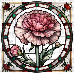Printable Stained Glass Carnation Clipart Bundle - Set #1, PNG ...