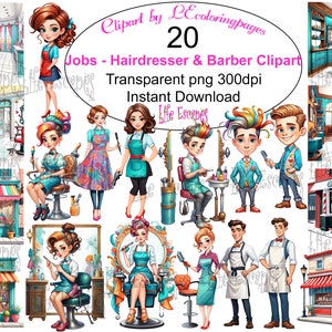 Teacher Clipart Set, Hairdresser and Barber Graphics, Classroom Decor ...