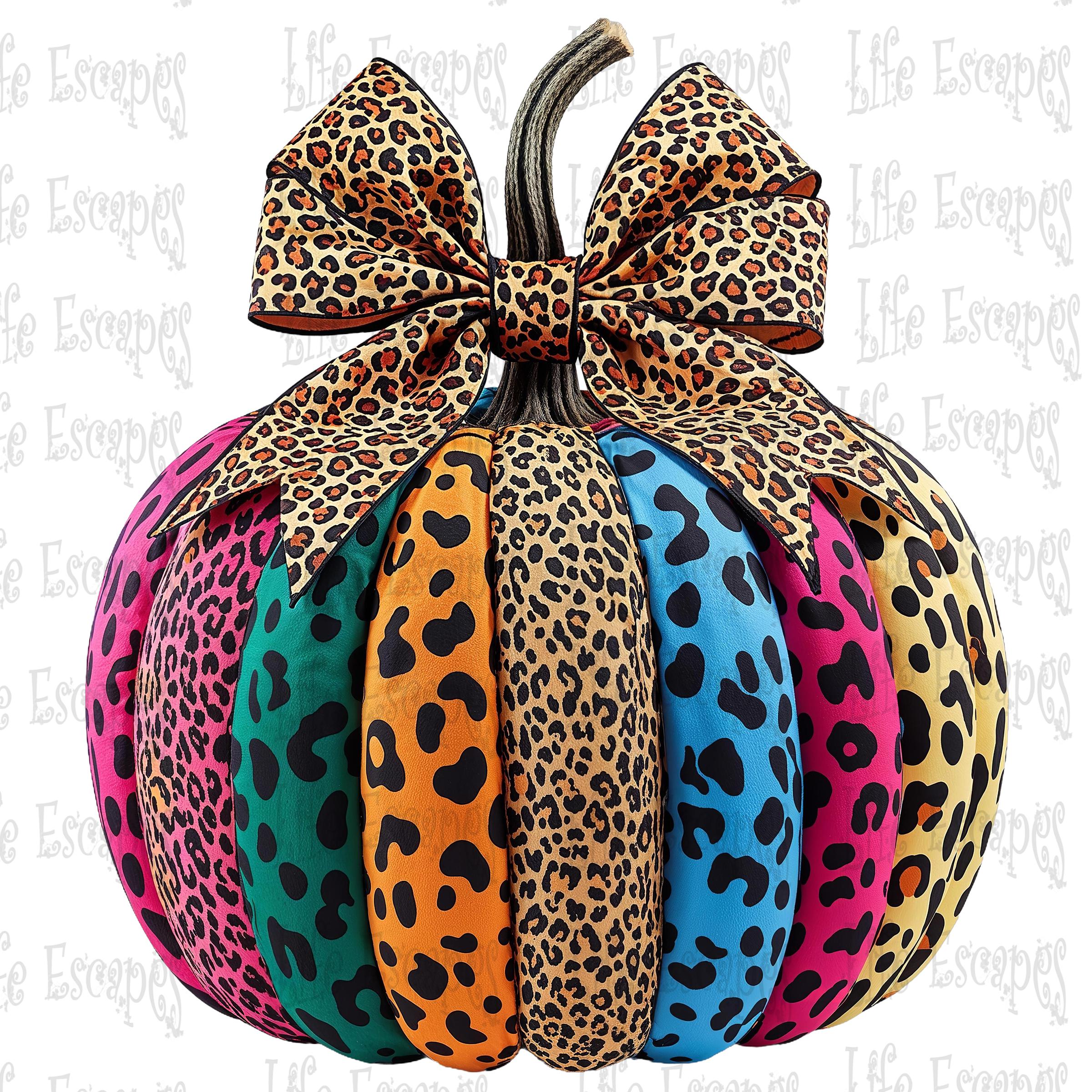 Rainbow Pumpkin Clipart, Leopard Print Pumpkins, 8 Transparent PNG ...