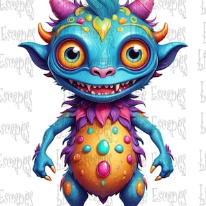 Cute Silly Monster Clipart Set, Colorful Creature Digital PNG, Kids ...