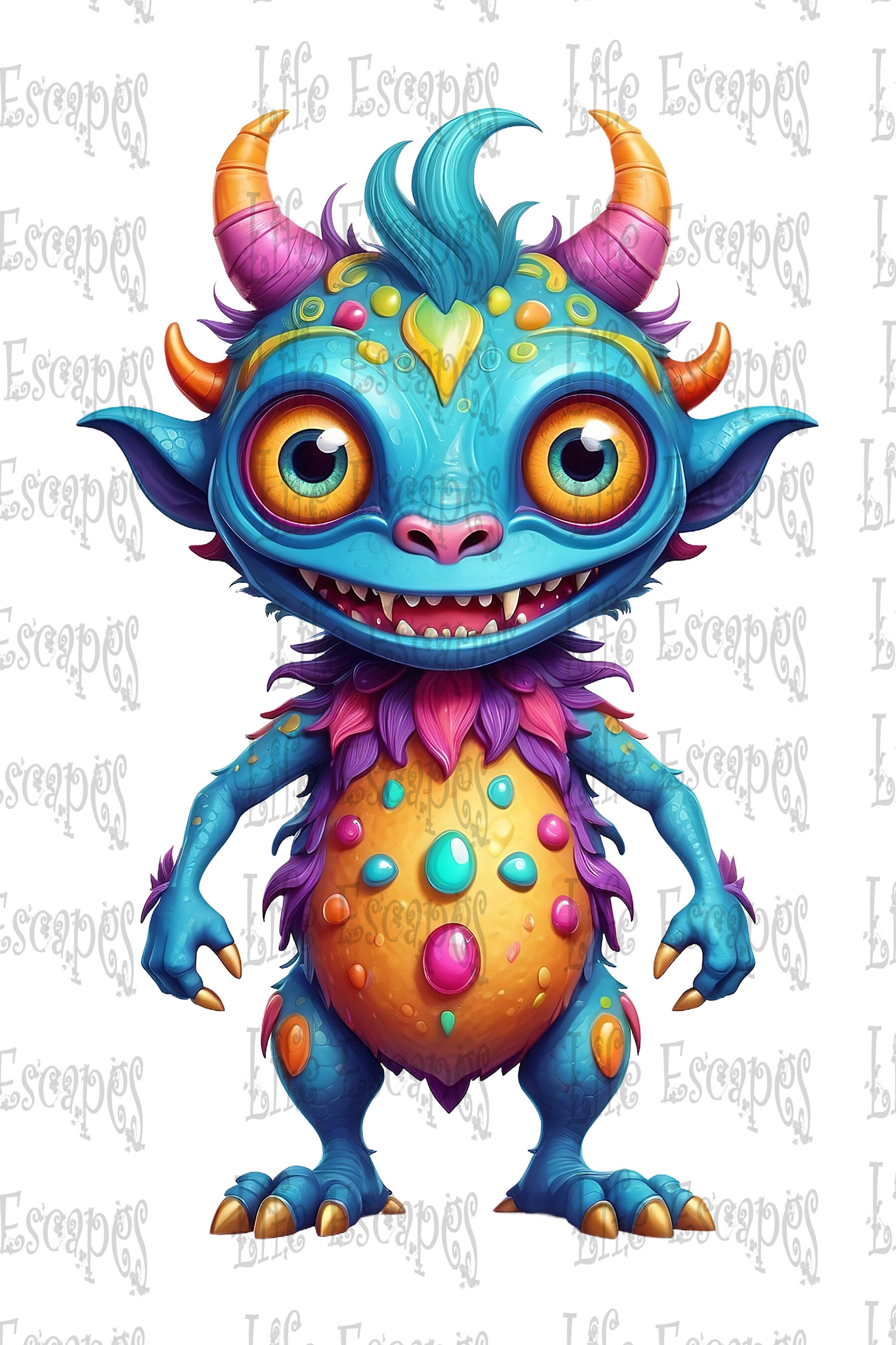 Cute Silly Monster Clipart Set, Colorful Creature Digital PNG, Kids ...