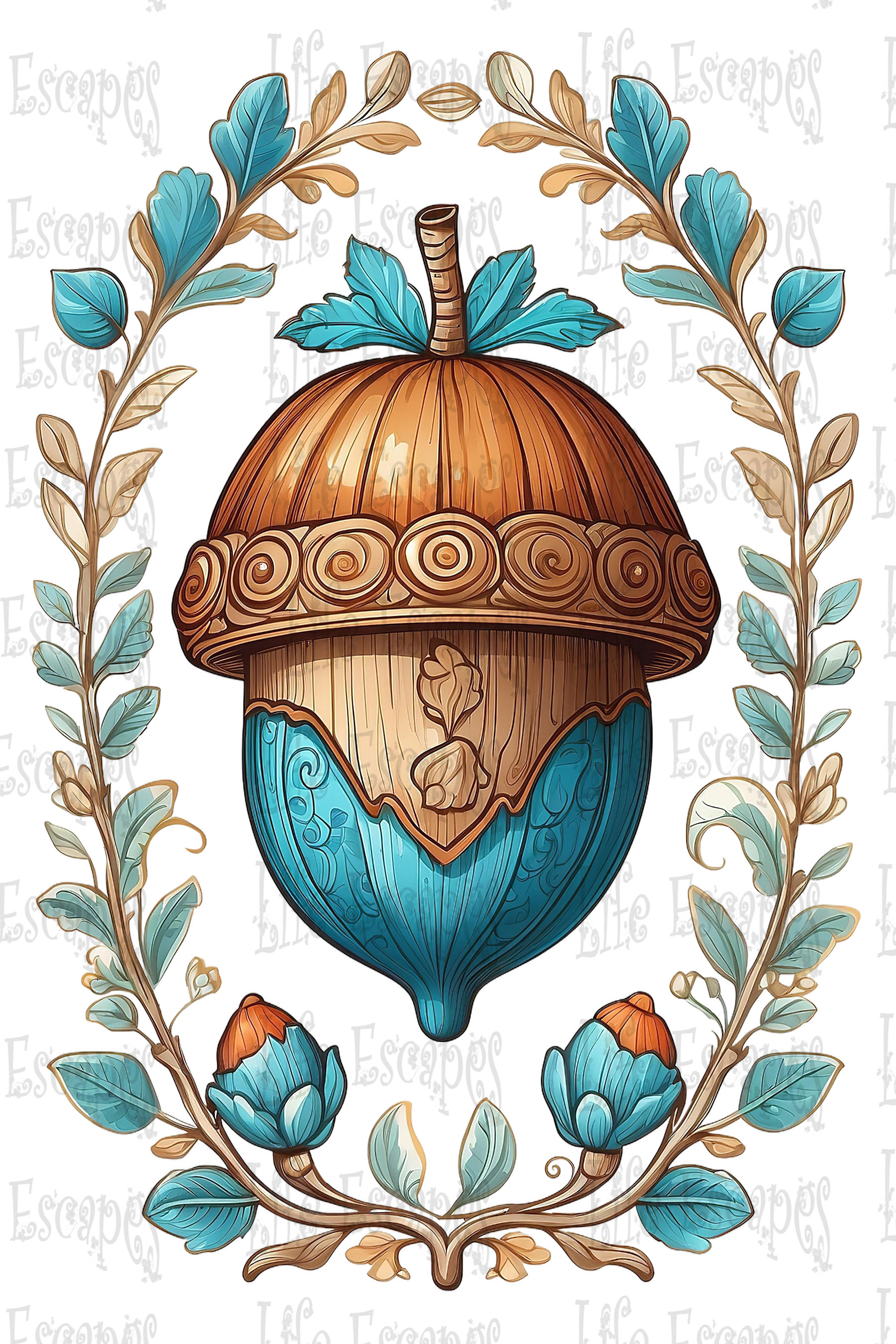 Printable Cute Acorn Clipart Bundle - Set #1, PNG, Commercial Use ...