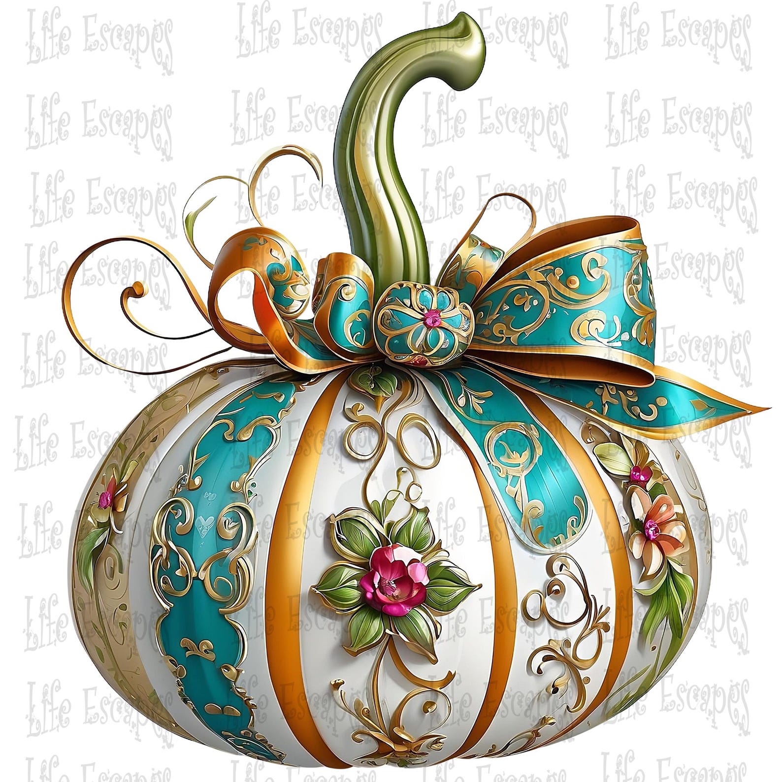 Decorative Pumpkin Clipart Pack, Instant Download, 300dpi Transparent ...