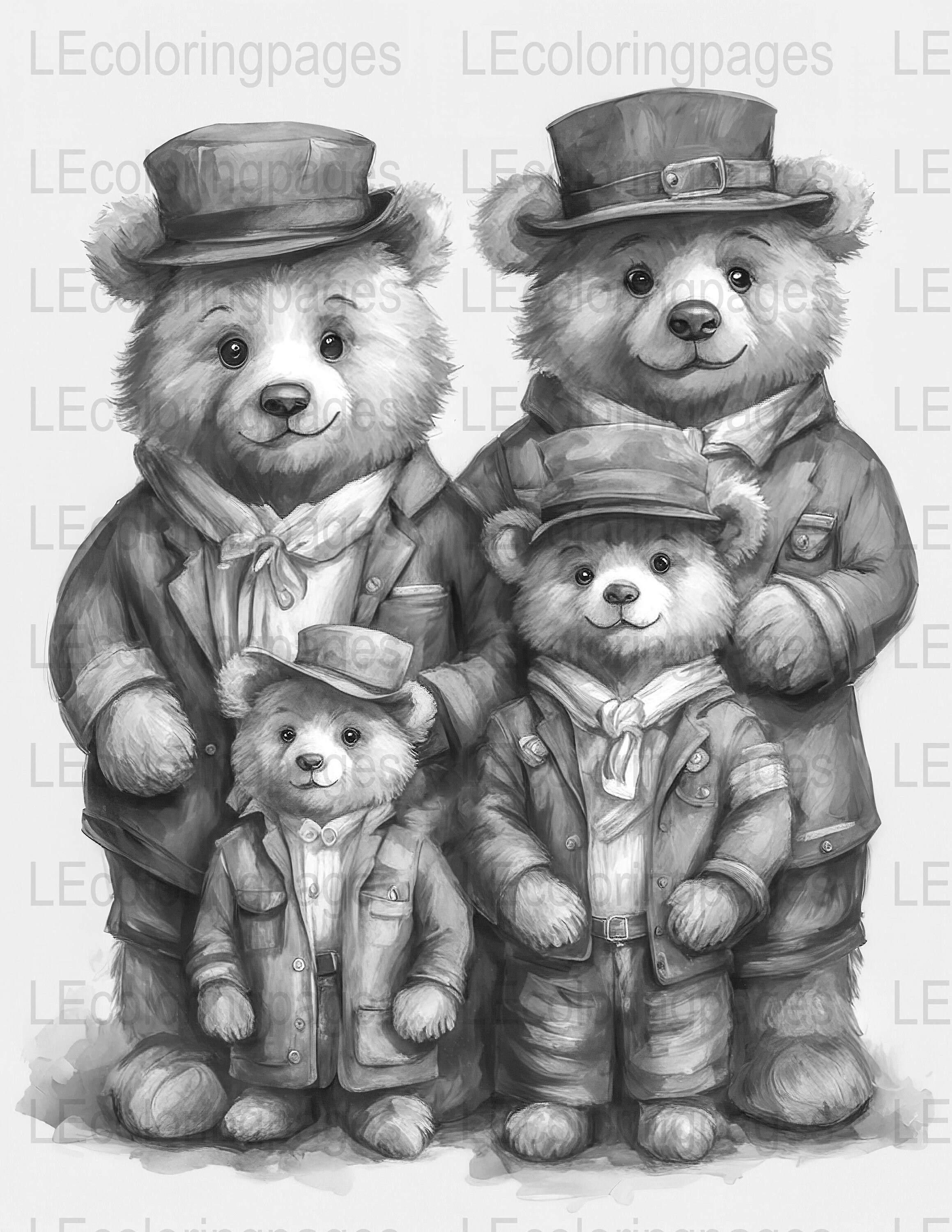 Teddy Bear Grayscale Coloring Page for Adults 88 PDF - Etsy