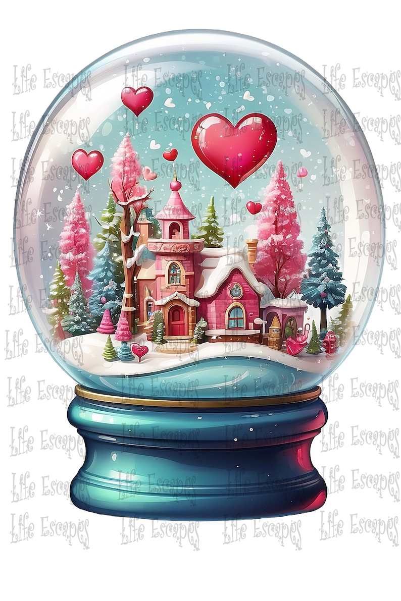 Printable Valentine Snow Globe Clipart Bundle Set 1, PNG, Commercial ...