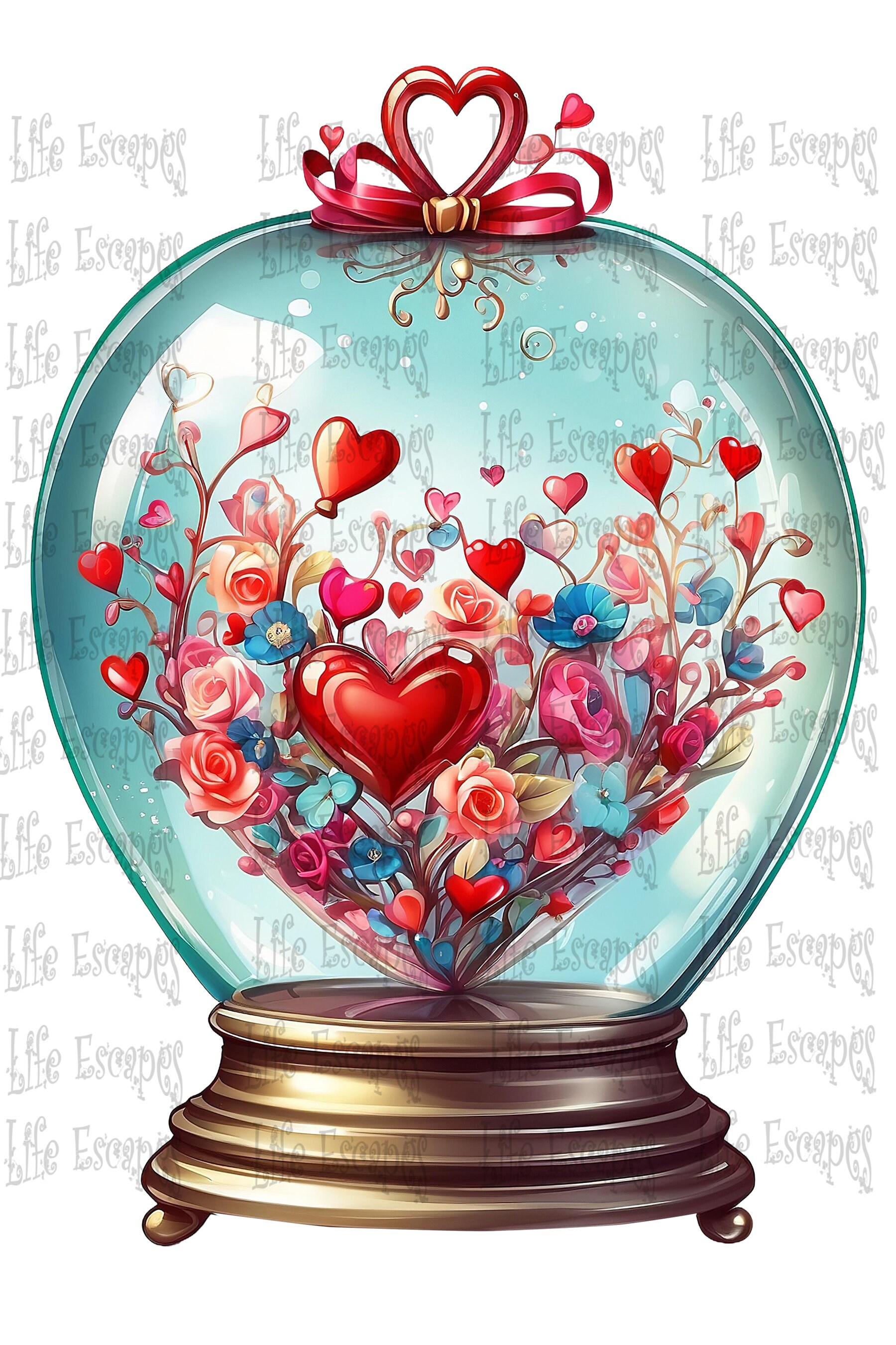 Printable Valentine Snow Globe Clipart Bundle Set 1, PNG, Commercial ...