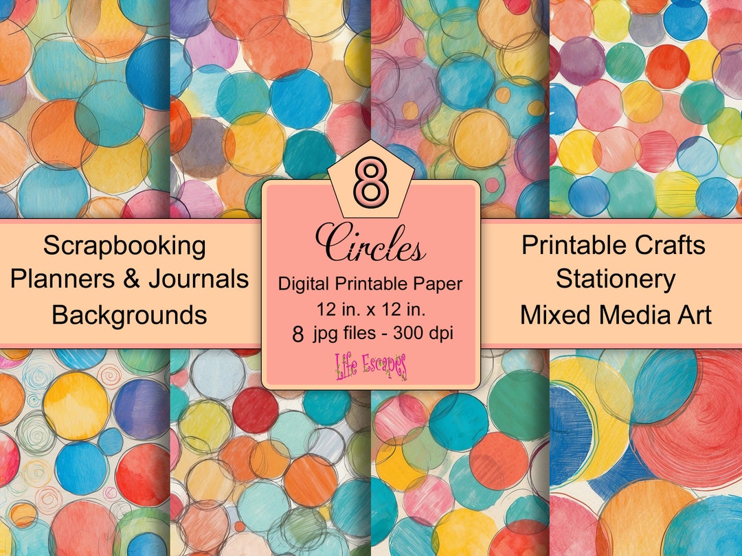 Colorful Circle Patterns Digital Paper Pack, Scrapbooking Backgrounds ...