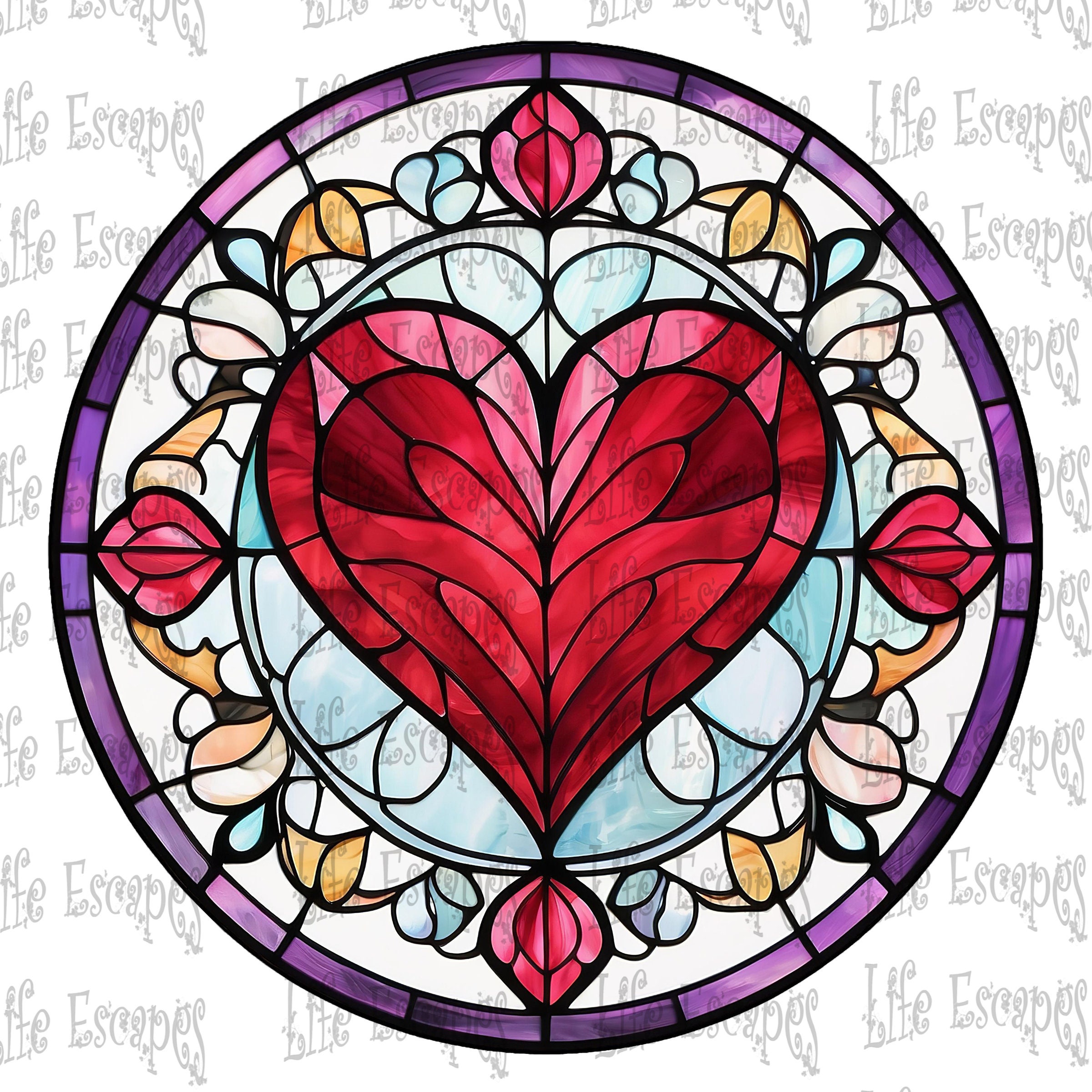 Stained Glass Heart Clipart – Transparent PNG, Commercial Use (digital ...
