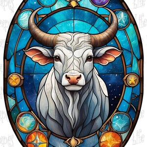 Printable Stained Glass Zodiac Taurus Clipart Bundle - Set #1, PNG ...