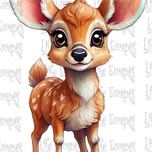 Baby Deer Clipart Set, 8 Cute Fawn Images, Transparent PNG, Commercial ...