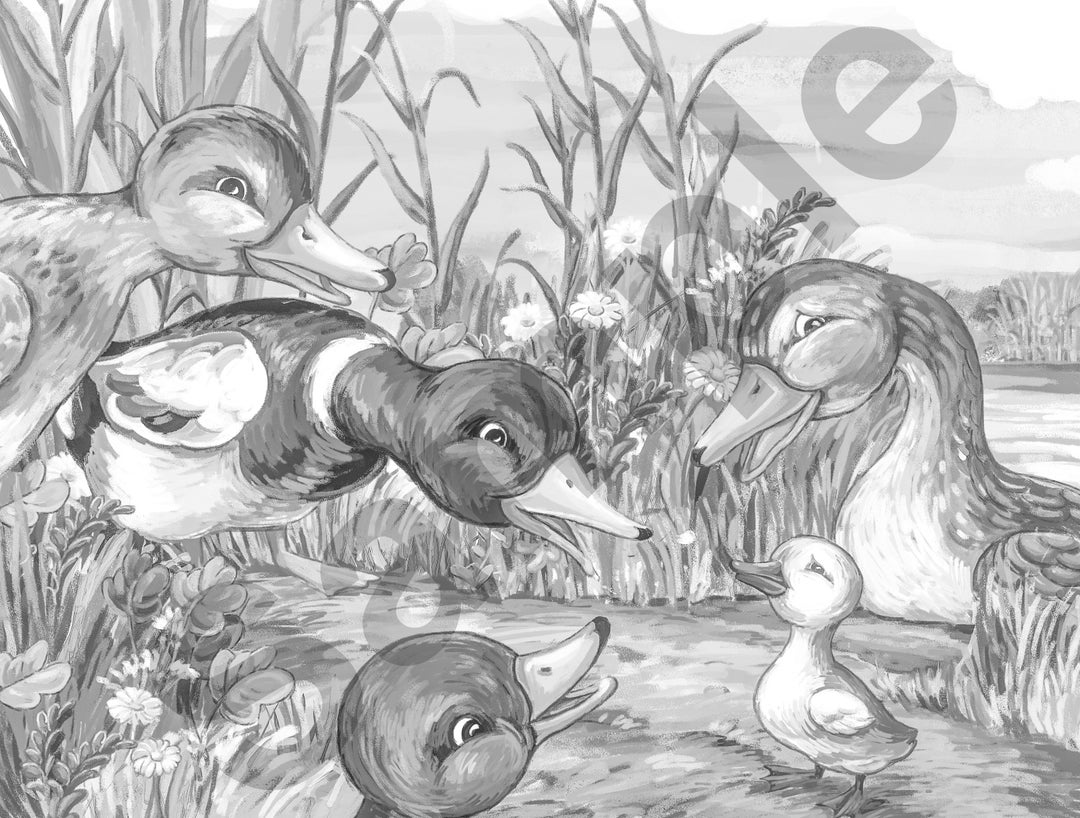 Fantasy Birds Coloring Page for Adults Grayscale High Resolution ...