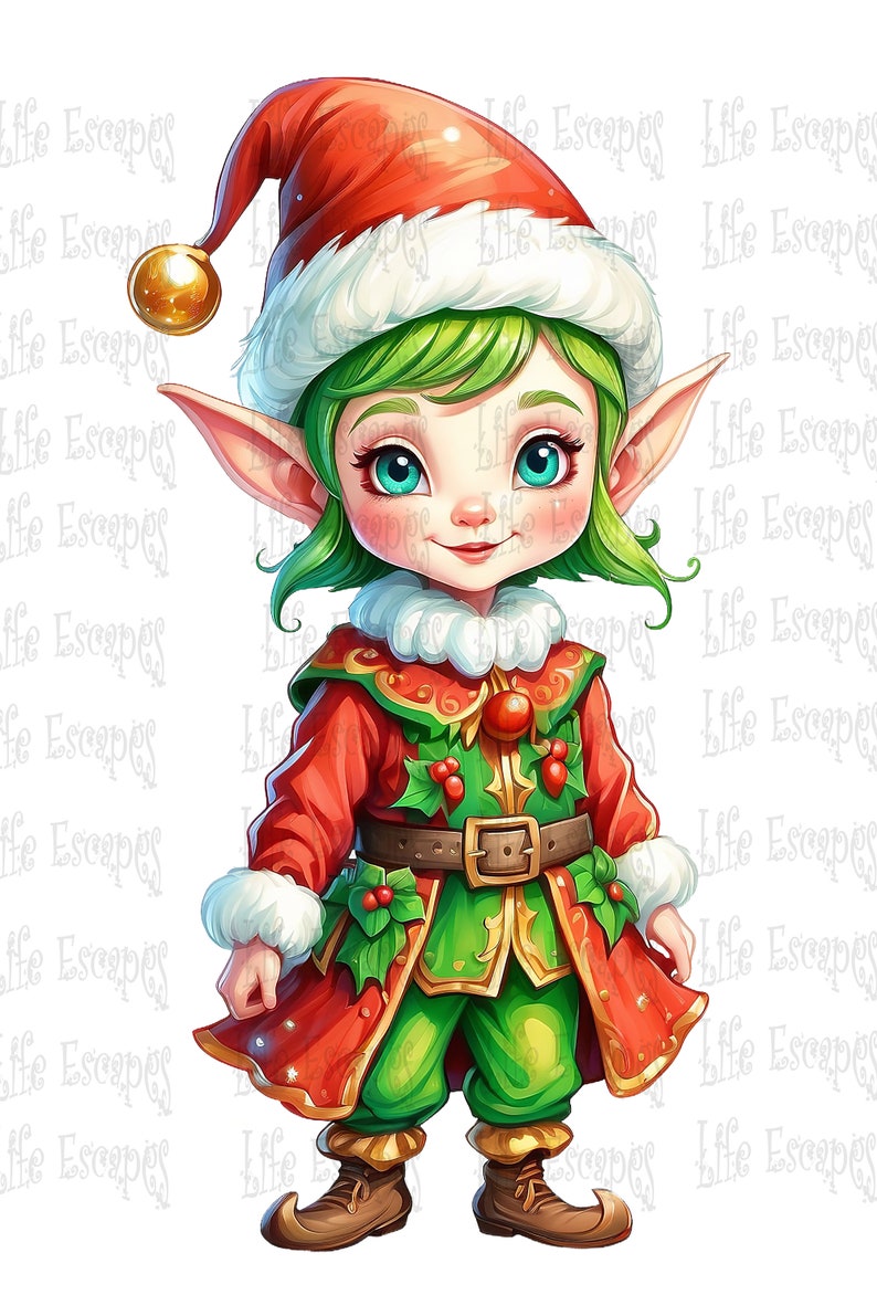 Printable Christmas Elves Clipart Set Set 1, PNG, Commercial Use ...