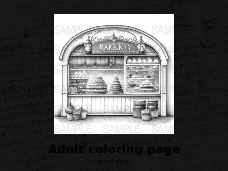 Printable Adult Coloring Page 3D Whimsical Bakery 8x8 - Etsy