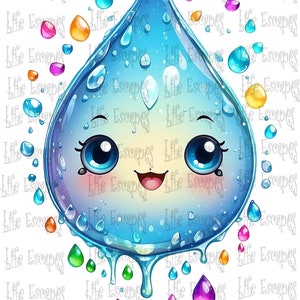Rain Drop Clipart Bundle – Cute PNG Images, Commercial Use (digital ...