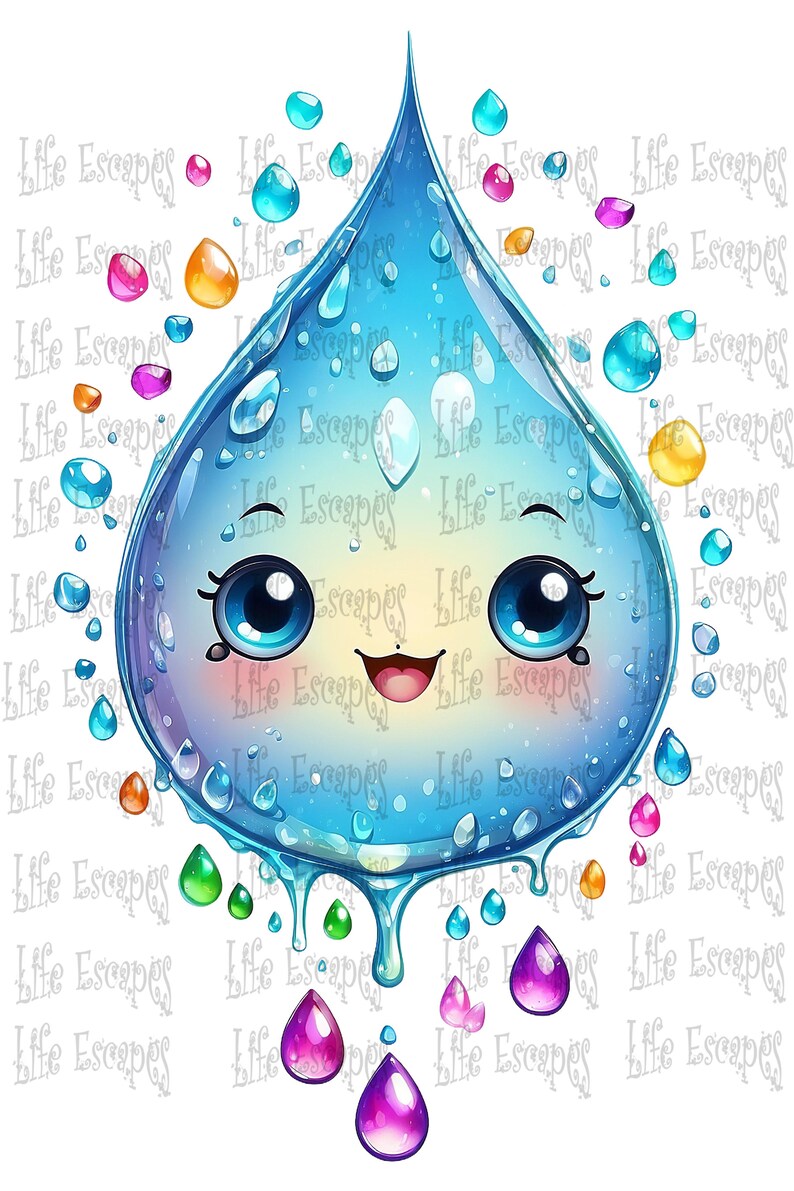 Printable Rain Drop Clipart Bundle Set 1, PNG, Commercial Use, Digital ...