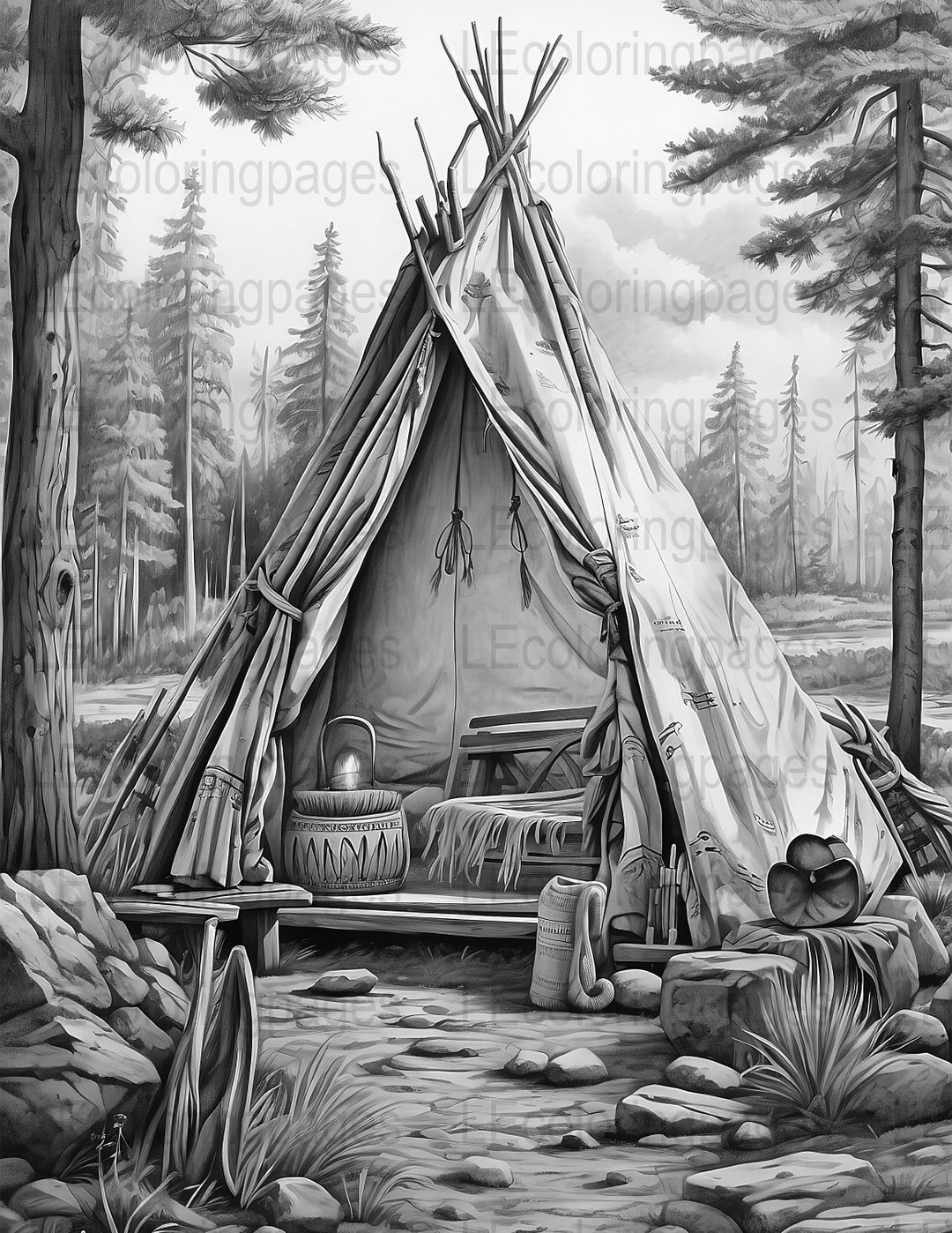 Grayscale Coloring Page for Adults, 8.5 X 11 In, 300dpi Art Therapy ...