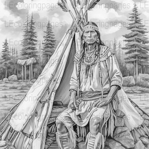 Grayscale Coloring Pages for Adults, Native American Art Therapy, 8.5 X ...