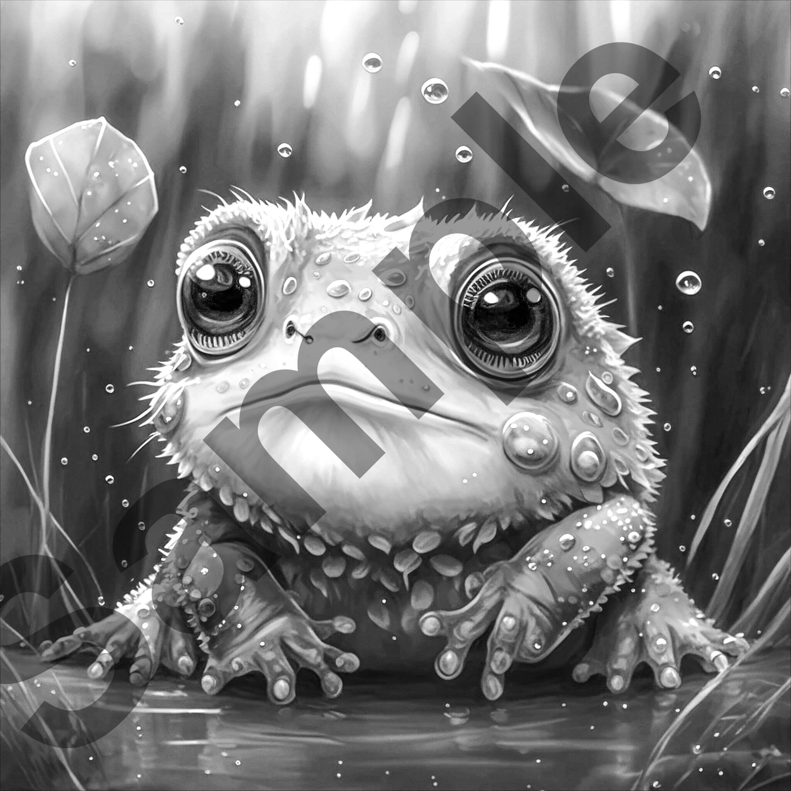 Coloring Page Froggy Fun Grayscale High Resolution Printable Single ...