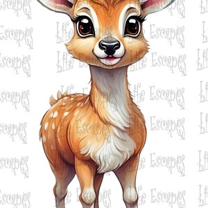 Baby Deer Clipart Set, 8 Cute Fawn Images, Transparent PNG, Commercial ...