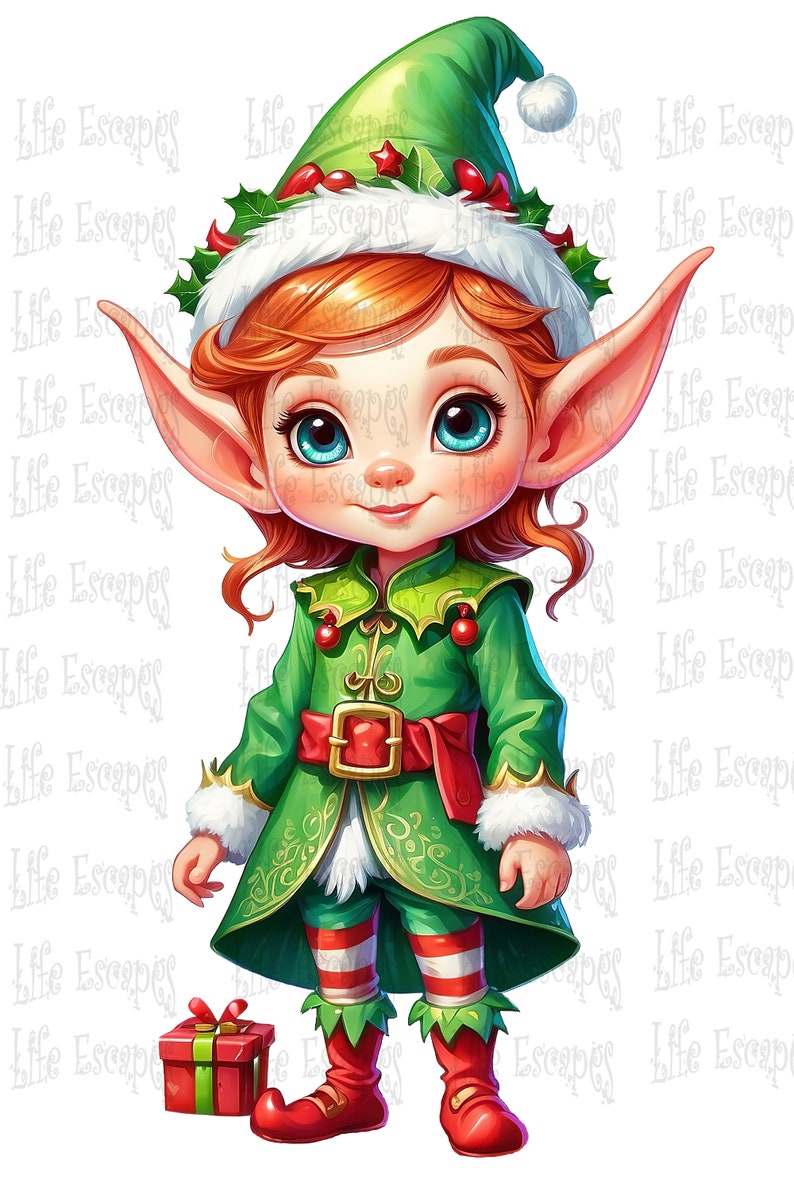 Printable Christmas Elves Clipart Set Set 1, PNG, Commercial Use ...