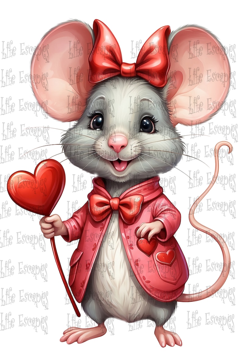 Printable Valentine Mouse Clipart Bundle Set 2, PNG, Commercial Use ...