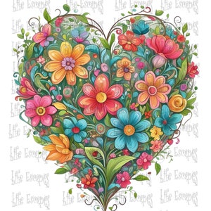 Printable Floral Heart Valentine Clipart Bundle - Set #1, PNG ...
