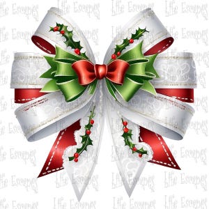 Christmas Bow Clipart Set, Transparent PNG Clipart, Instant Download ...
