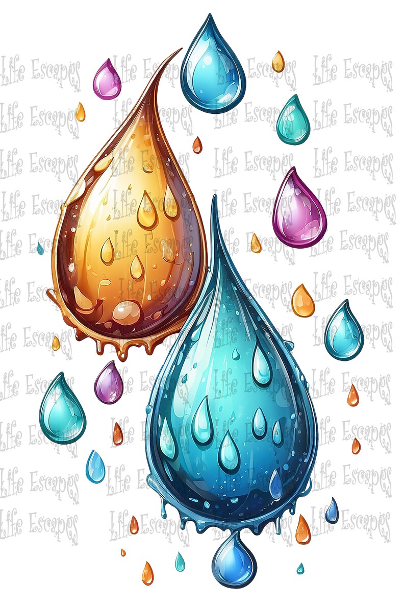 Rain Drop Clipart Bundle – Cute PNG Images, Commercial Use (digital ...