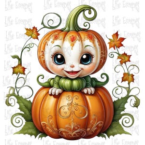 Cute Pumpkin Character Clipart, Halloween Art for DIY Crafts, PNG ...