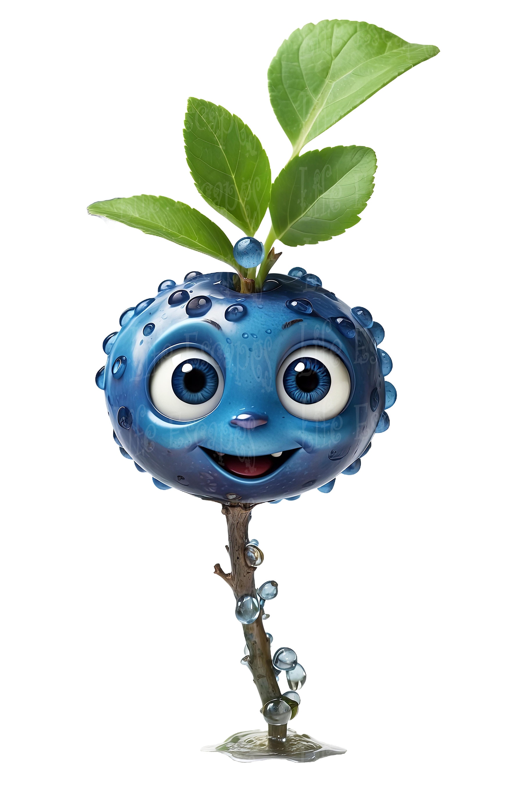 Cute Blueberry Characters Clipart, Whimsical Fruit Illustrations ...