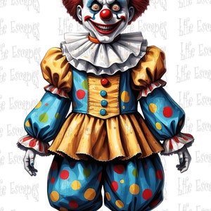 Creepy Male Clown Ragdoll Clipart Set, Instant Download, Transparent ...