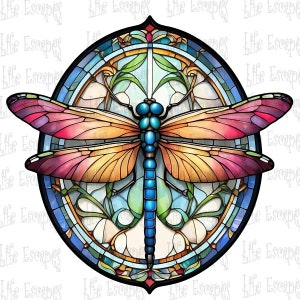 Printable Stained Glass Dragonfly Clipart Bundle - Set #1, PNG ...