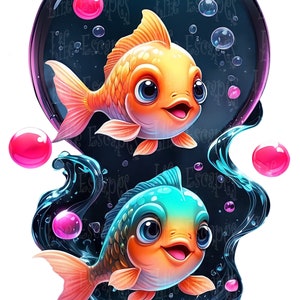 Cute Baby Fish Clipart Set, Colorful Aquarium Fishes Printable, Cartoon ...