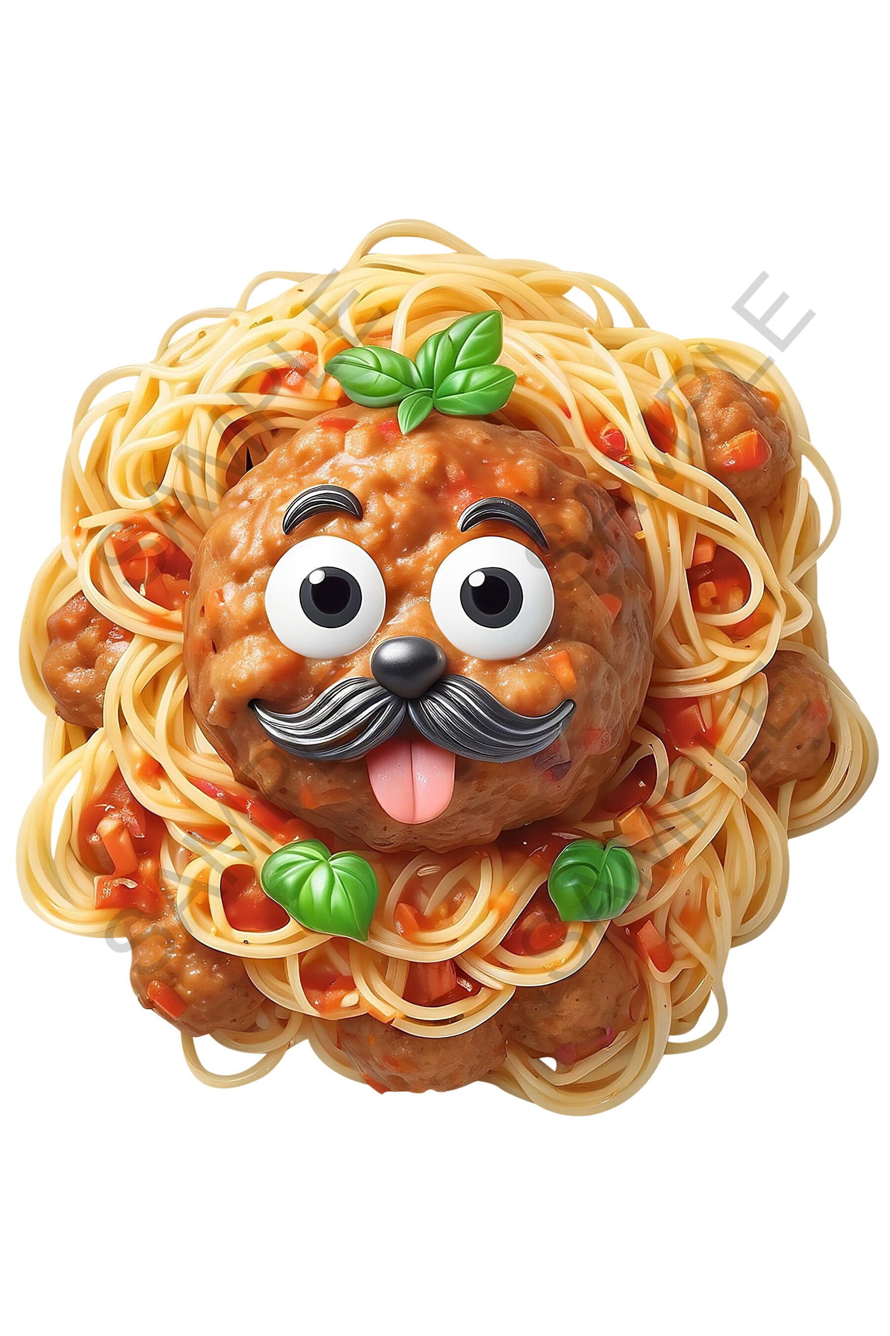 Spaghetti and Meatball Clipart Set, Cute Pasta Characters, Digital PNG ...