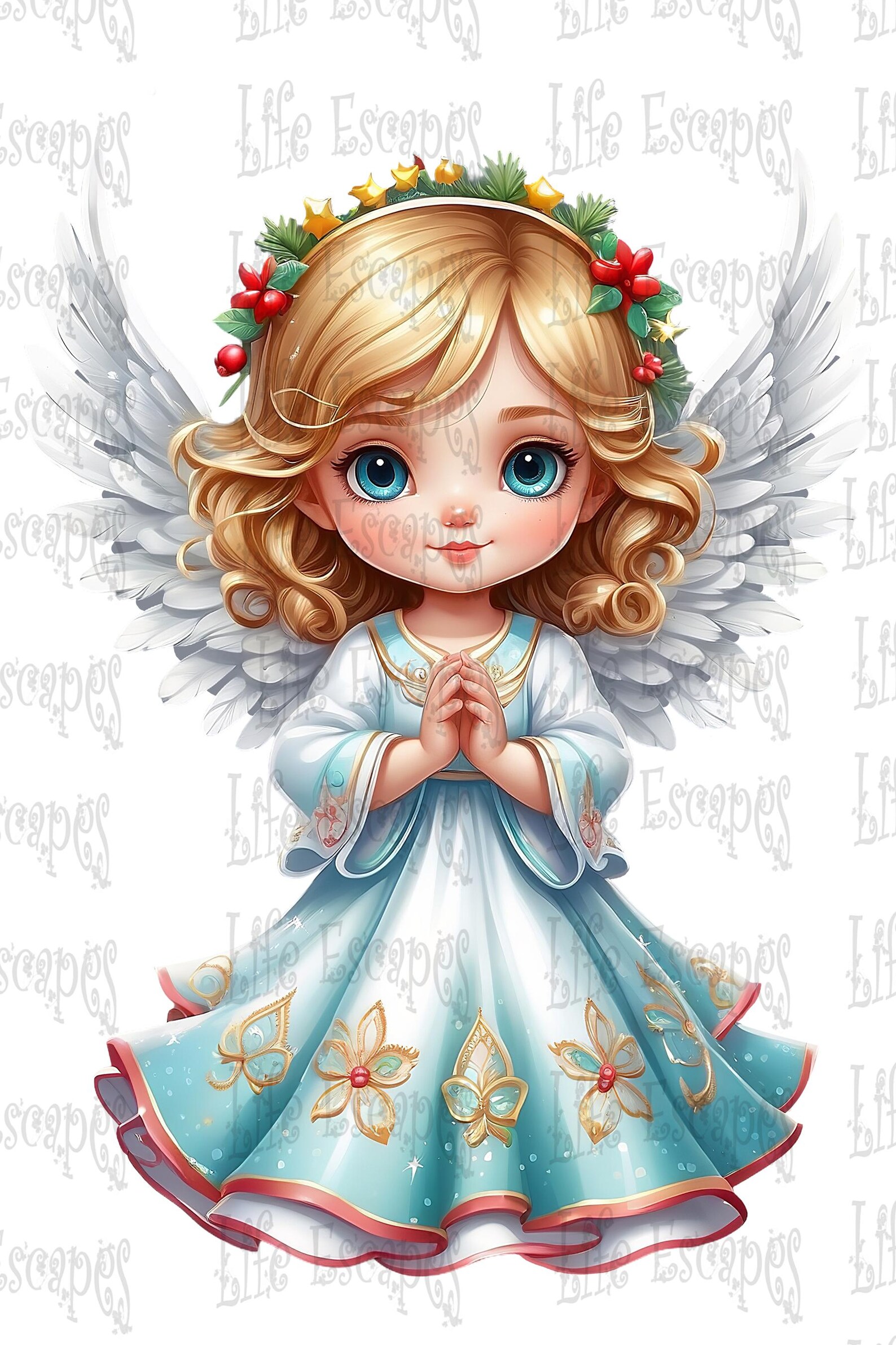 Christmas Angel Clipart Set, 12 PNG Clipart, Transparent 300dpi ...