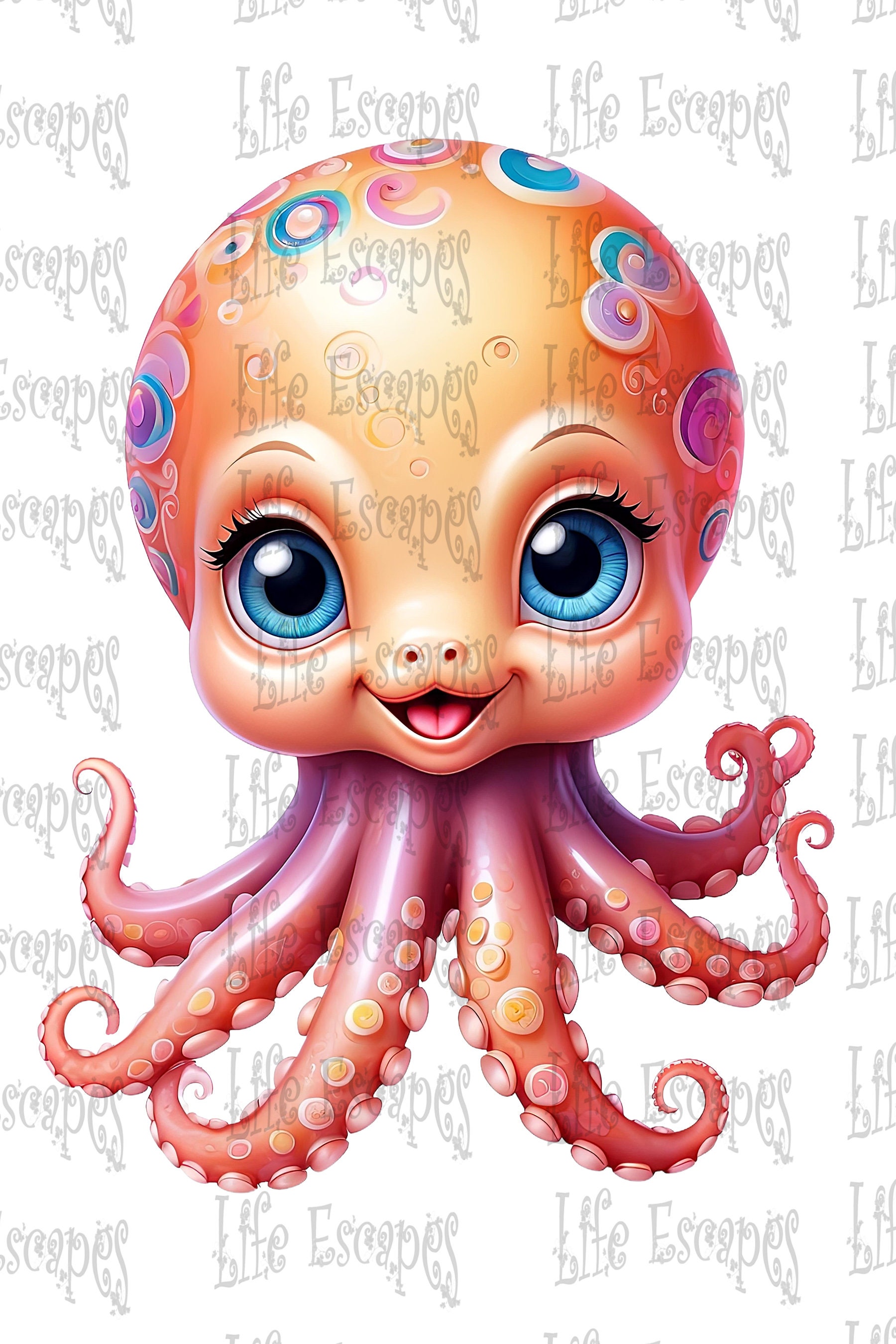 Cute Baby Octopus Clipart Set, Ocean Creatures Graphics, Commercial Use ...