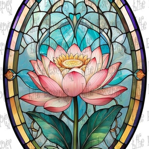 Printable Stained Glass Lotus Flower Clipart Bundle - Set #1, PNG ...