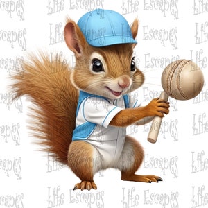 Baby Squirrel Sports Clipart, Cute Cartoon Playing Ball, Commercial Use ...