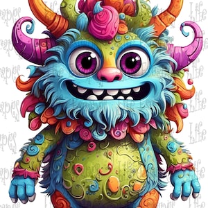 Cute Silly Monster Clipart Set, Colorful Creature Digital PNG, Kids ...