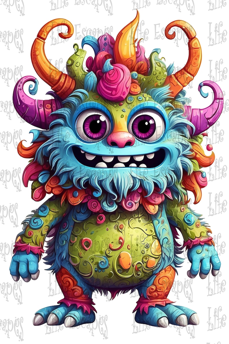 Cute Silly Monster Clipart Set, Colorful Creature Digital PNG, Kids ...